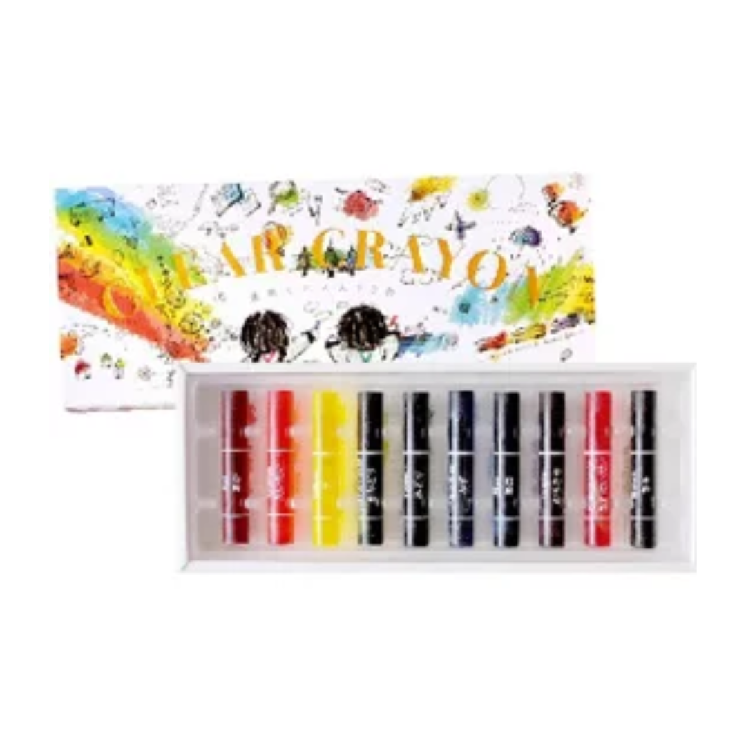 Kokuyo Clear Crayon - 10 Colour Set | Sweet Pea Dolls UK